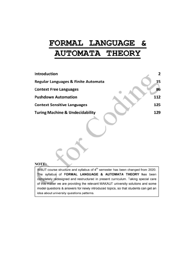 Formal Language & Automata Theory 4th SEM Organizer | PDF