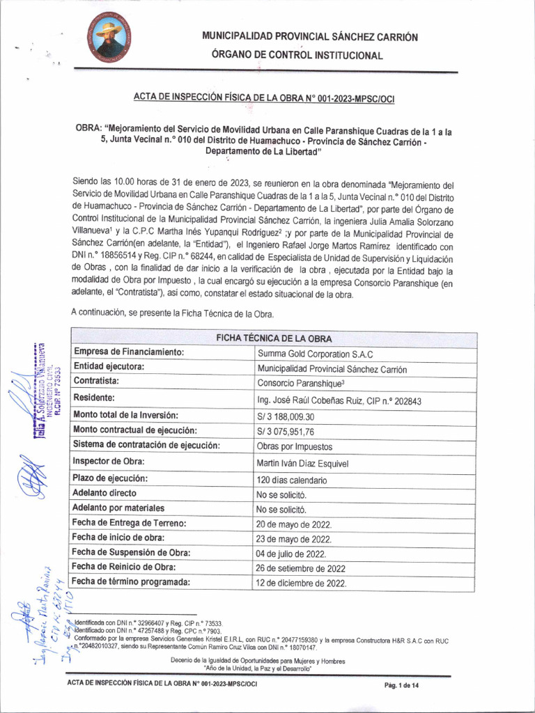 Acta de Inspeccion | PDF