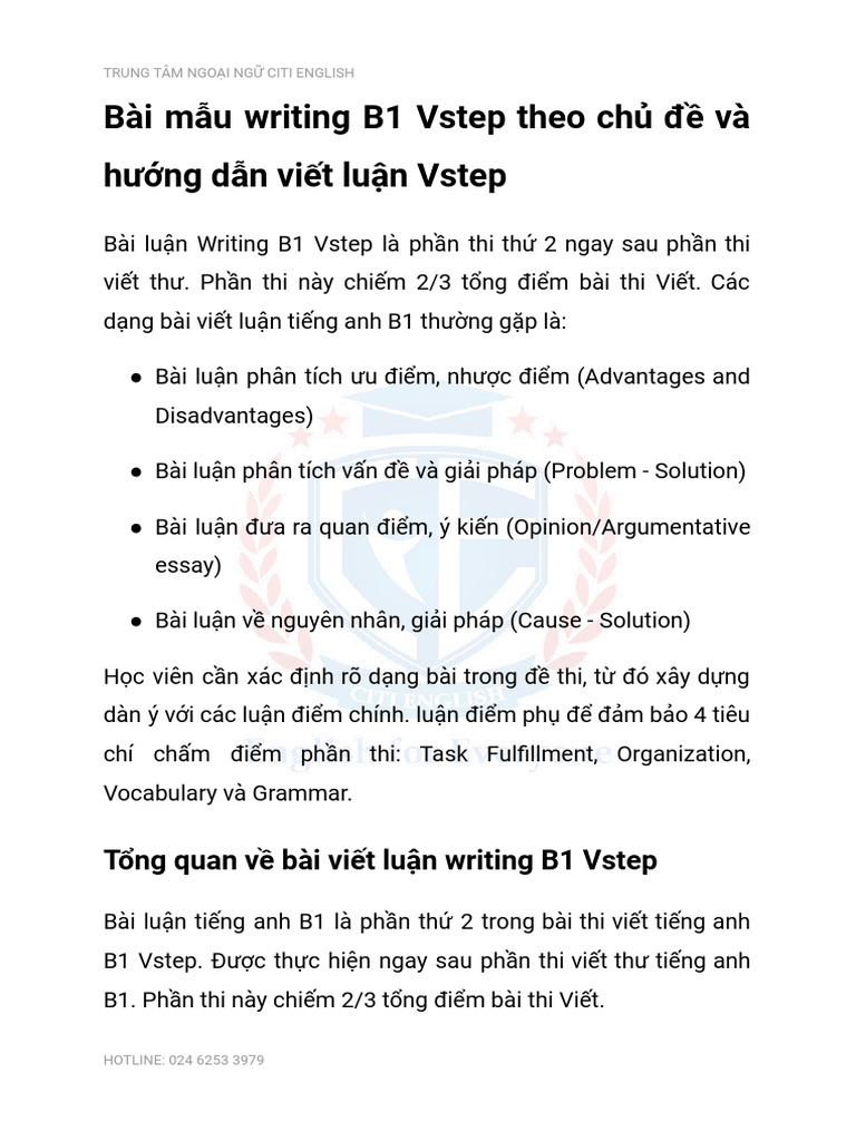 Writing Vstep b1 | PDF