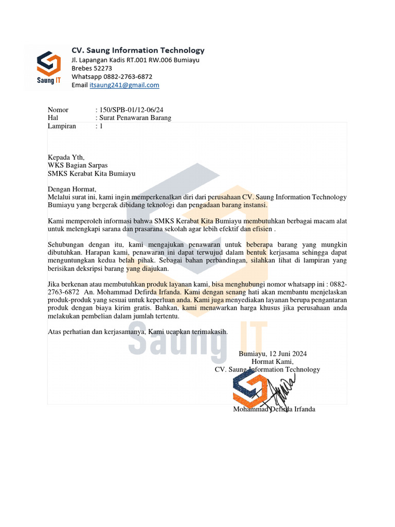 Surat Penawaran PC LKS | PDF