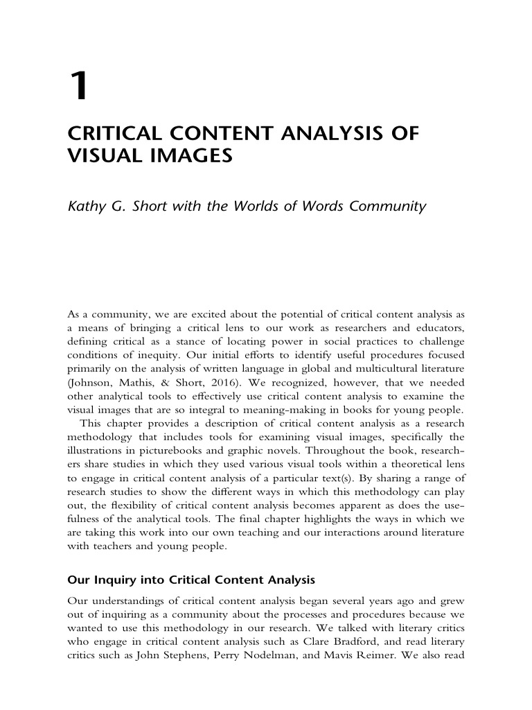 Critical Content Analysis of Visual Images in Books For Young People ...