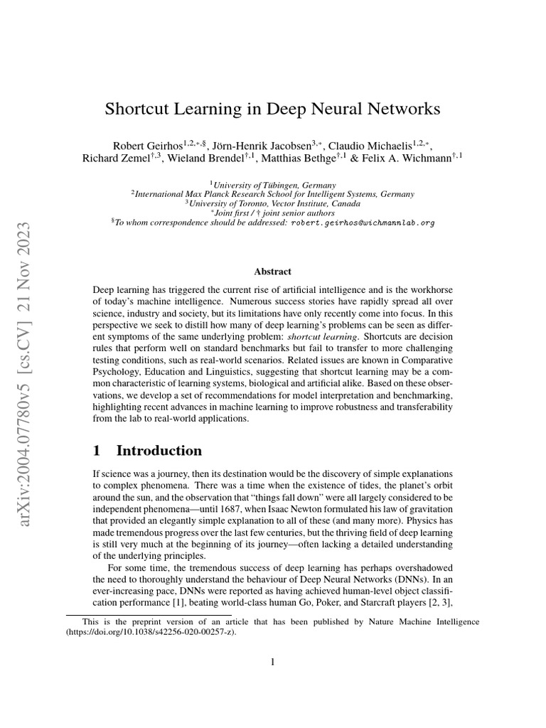 Shortcut Learning | PDF | Deep Learning | Machine Learning