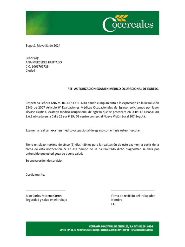 Modelo Carta Remision Examenes de Egreso | PDF