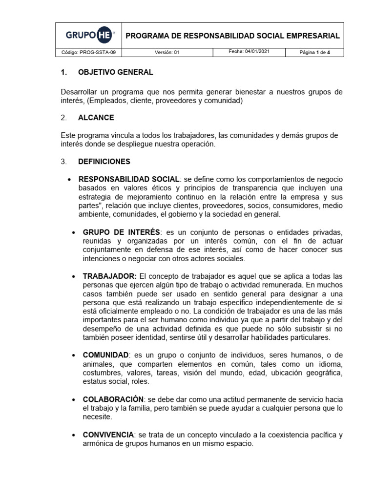 Prog Ssta 09 Programa Rse | PDF | Responsabilidad social corporativa ...