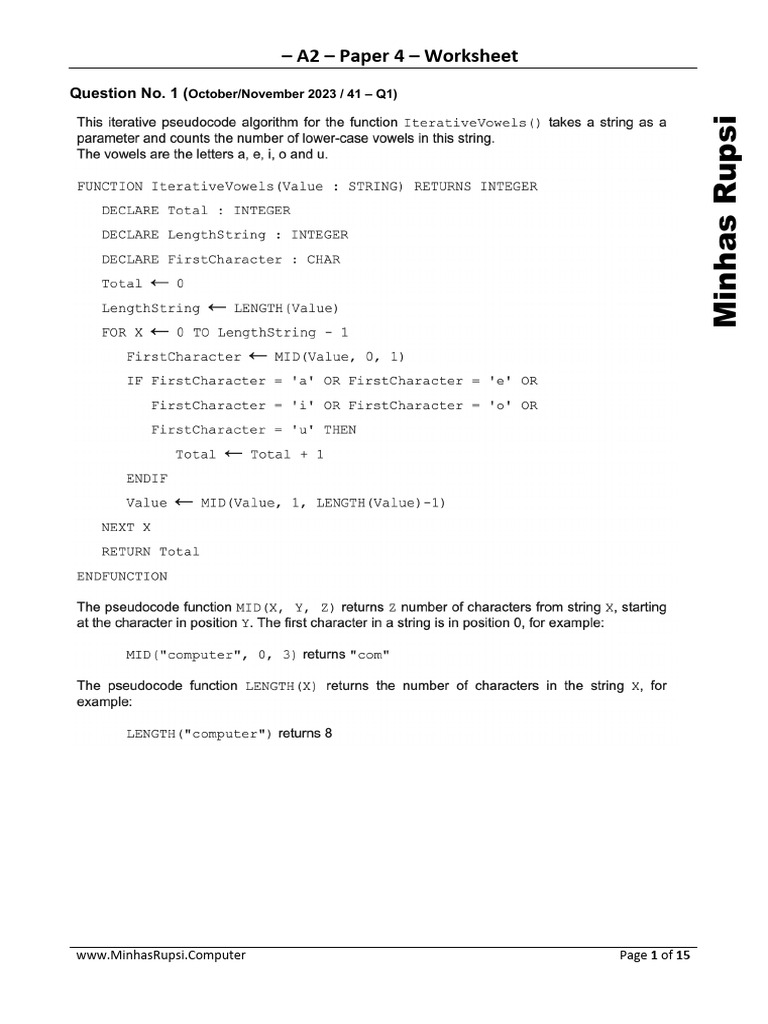 Revision Worksheet - A2 - Paper 4 - Minhas Rupsi | Download Free PDF ...