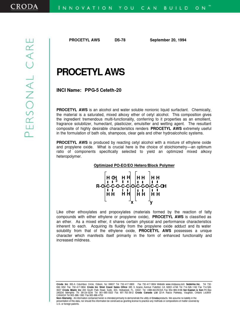 Procetyl Aws Ilovepdf Compressed | PDF | Emulsion | Surfactant