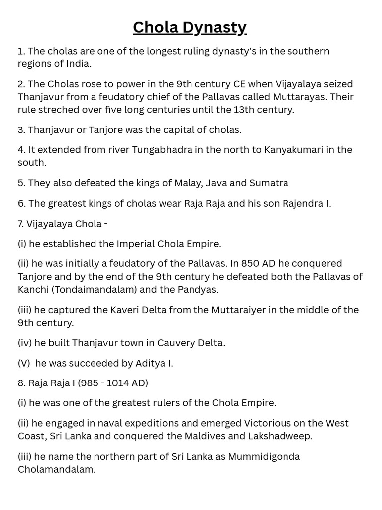 Chola Dynasty | PDF | South India
