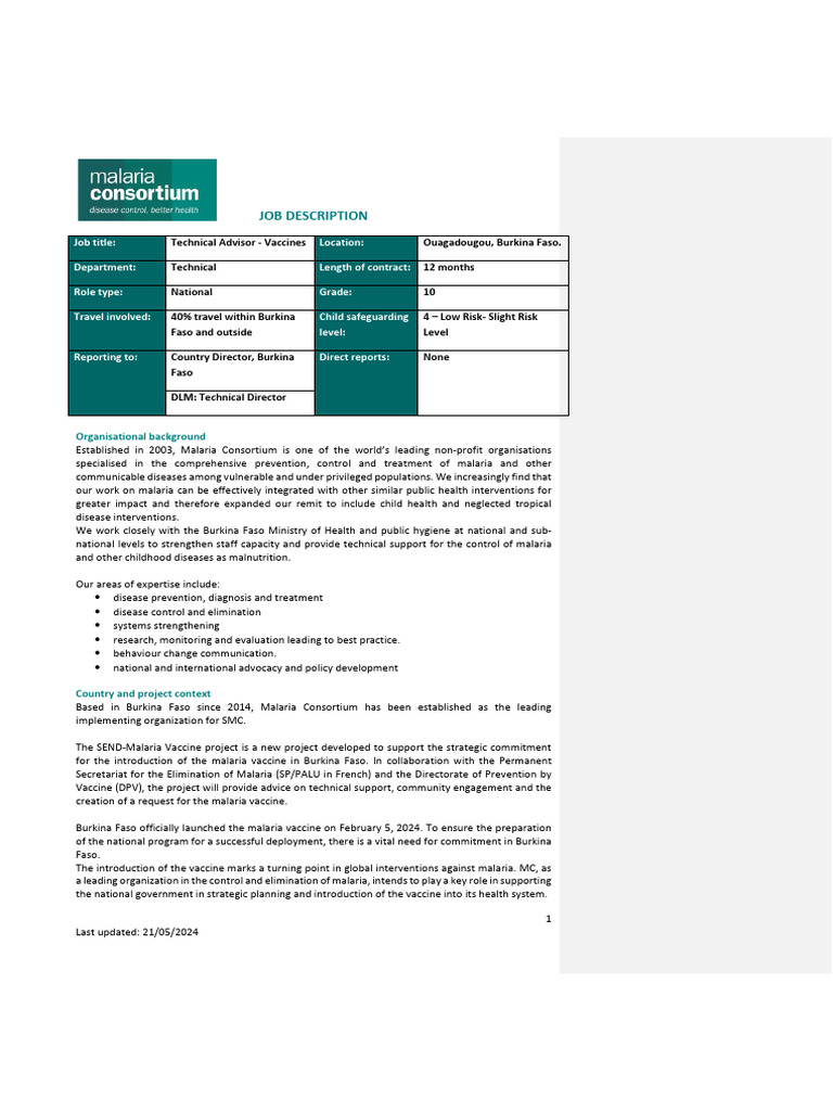 JD Technical Advisor - Vaccines | PDF | Communication