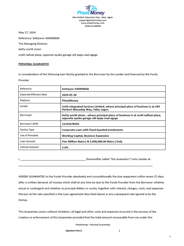 personal_guarantor_form | Download Free PDF | Guarantee | Loans