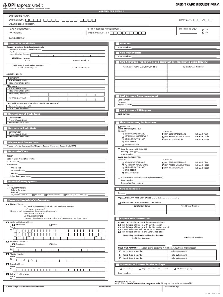 BPI CCR Pink Form - Draft 3 - 041521 | PDF | Credit Card | Visa Inc.