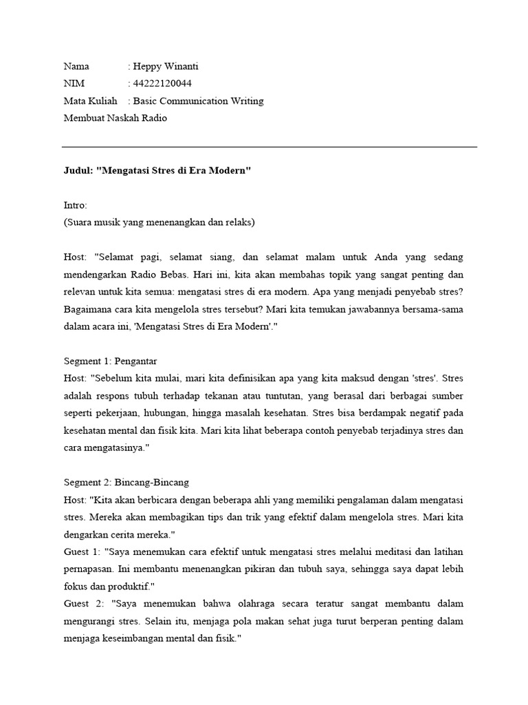 Naskah Radio | PDF | Pengembangan Diri