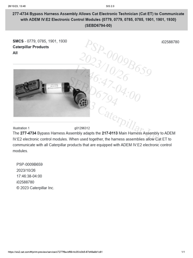 Harnes Assembly 277-4734 | PDF