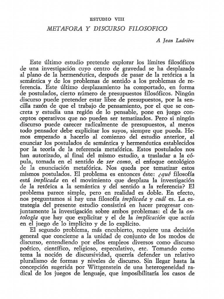 Met Afora Y Discurso Filosofico: A) Ean Ladriert | PDF | Analogía ...