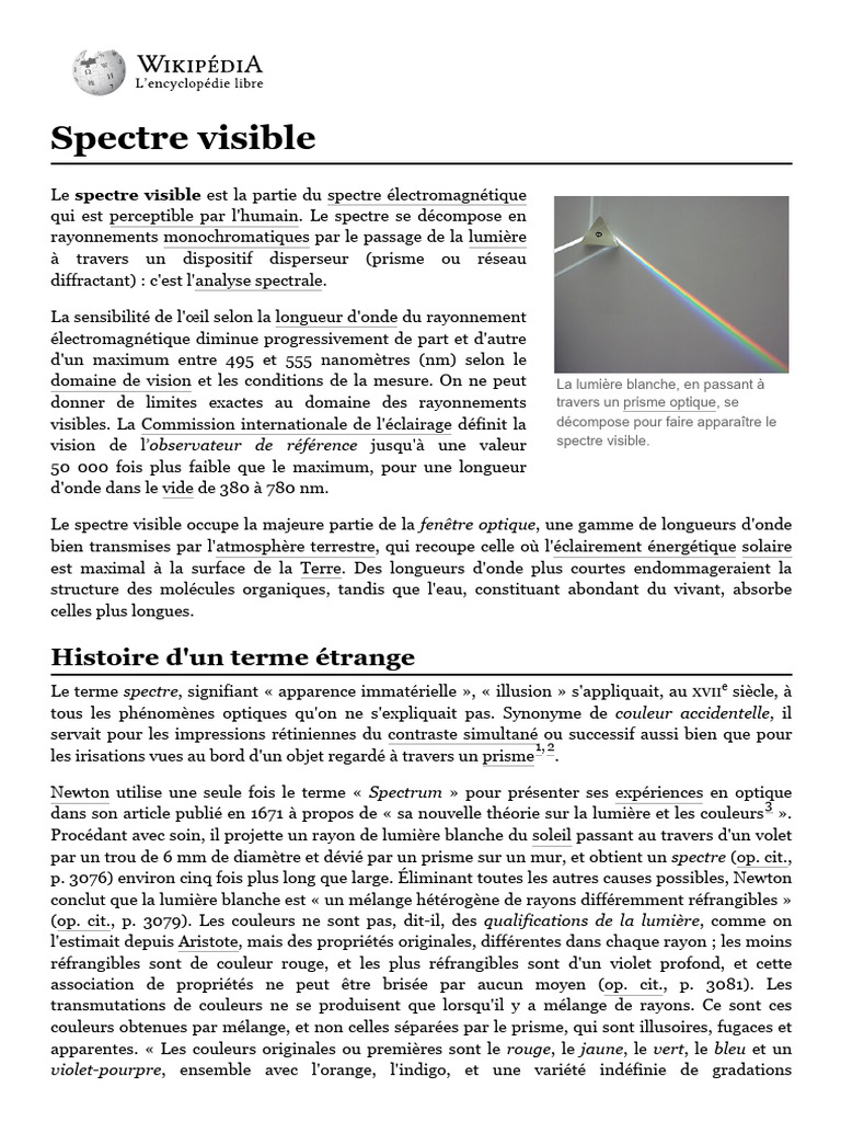 Spectre Visible | PDF | Spectre électromagnétique | Radiation