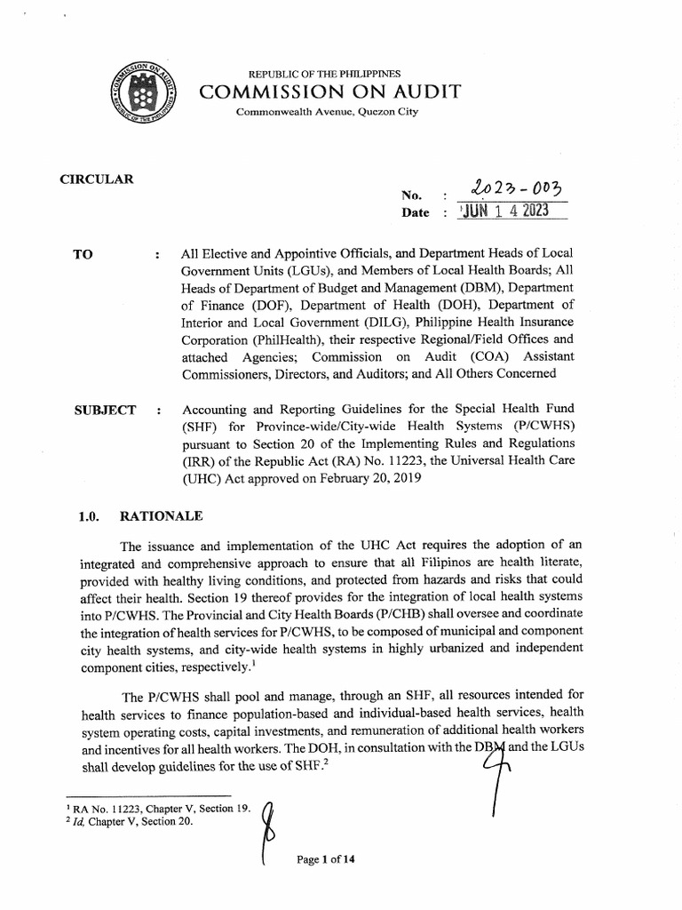 Coa Circular No 2023-003 Signed - 1 | PDF
