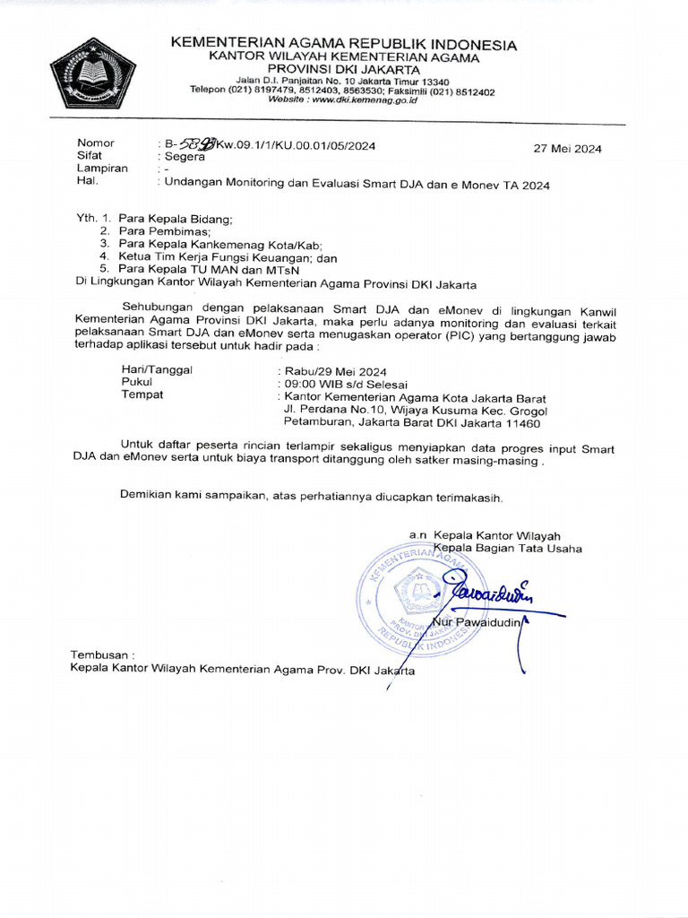 Surat Undangan Smart Dja Emonev TTD - 0001 | PDF