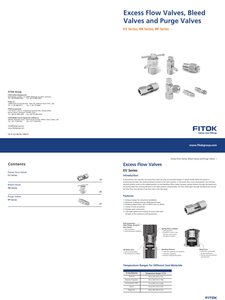 Excess Flow Valves Bleed Valves and Purge Valves | PDF | Valve ...