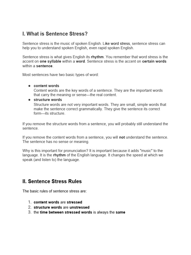 Sentence Stress | PDF