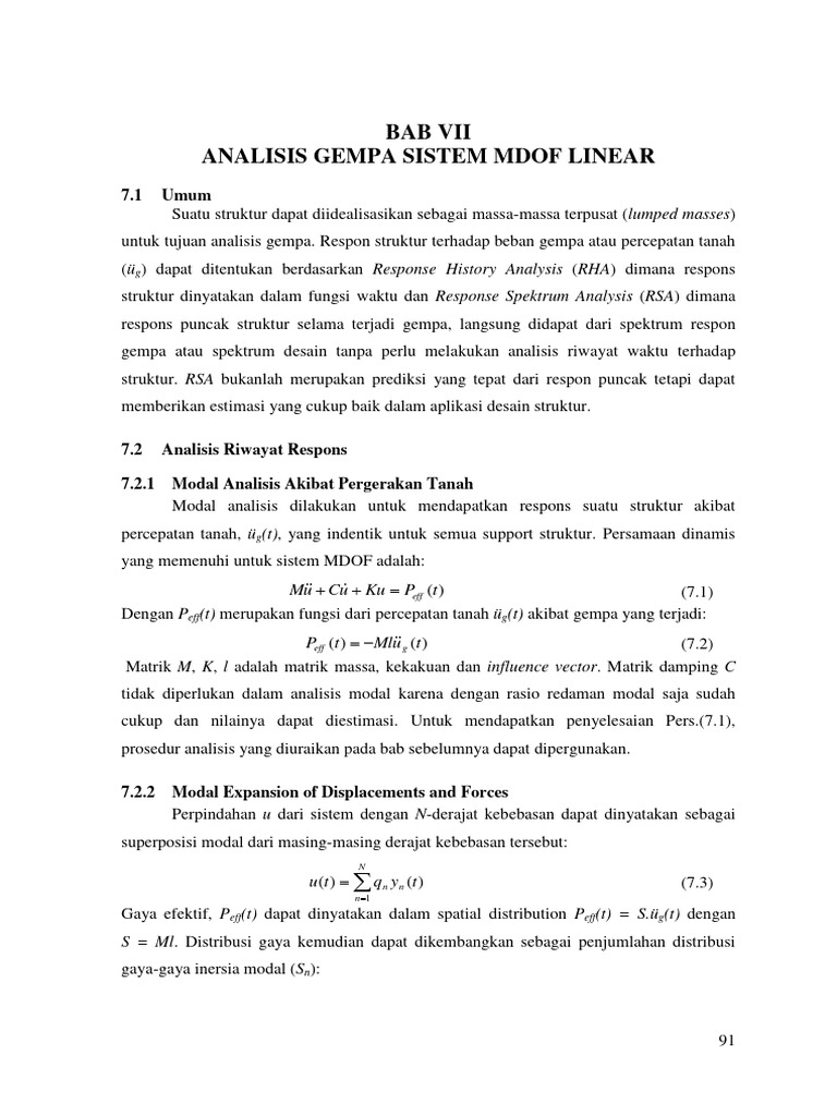 Bab VII Analisis Gempa Sistem Linear | PDF