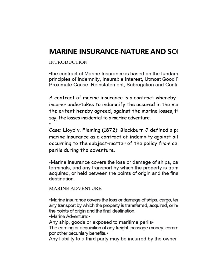 Marine Insurance No 1 | PDF | Insurance | Indemnity
