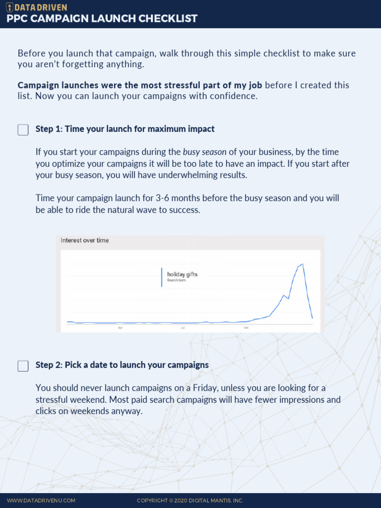PPC Campaign Launch Checklist 2020 | PDF | Cyberspace | Advertising