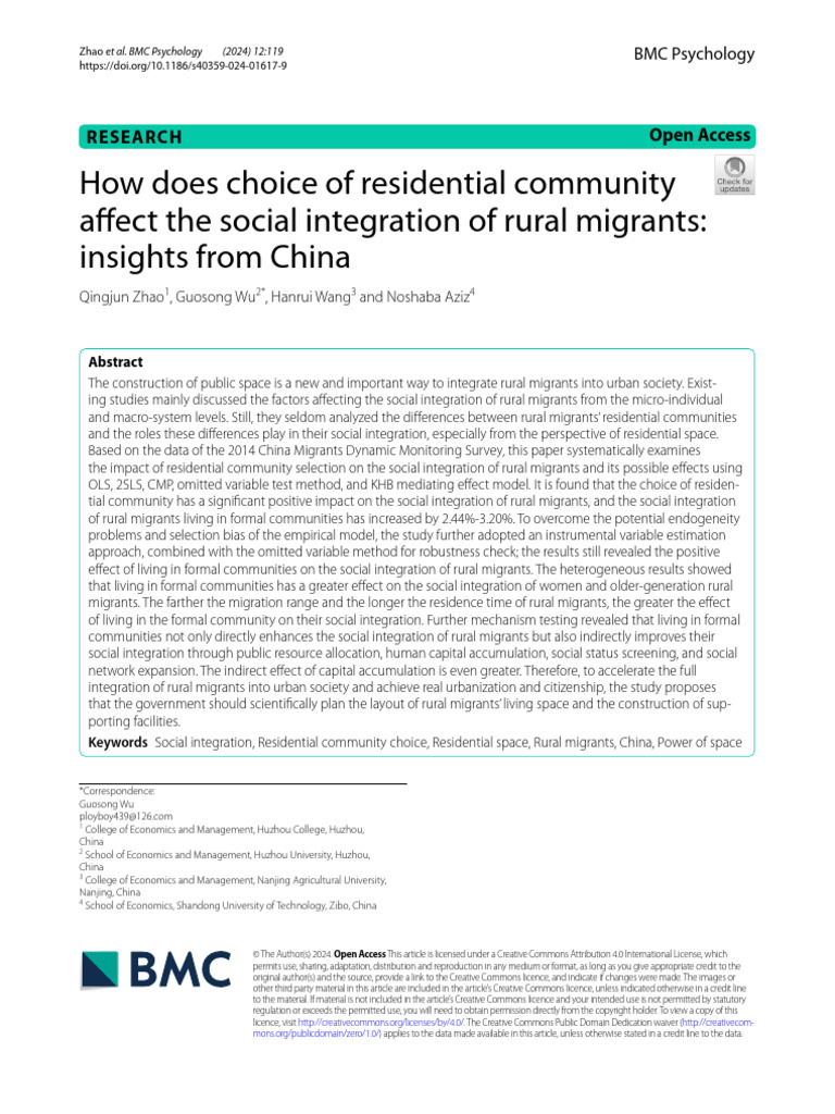 How Does Choice of Residential Community Affect The Social Integration ...
