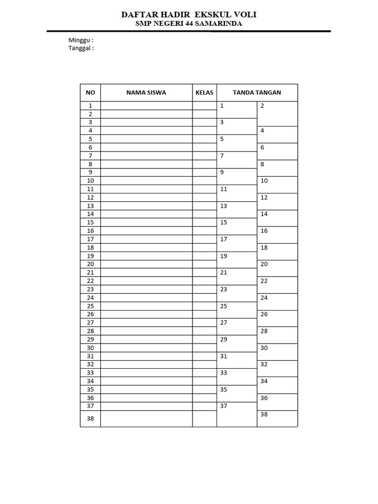 Format Absen VOLI | PDF