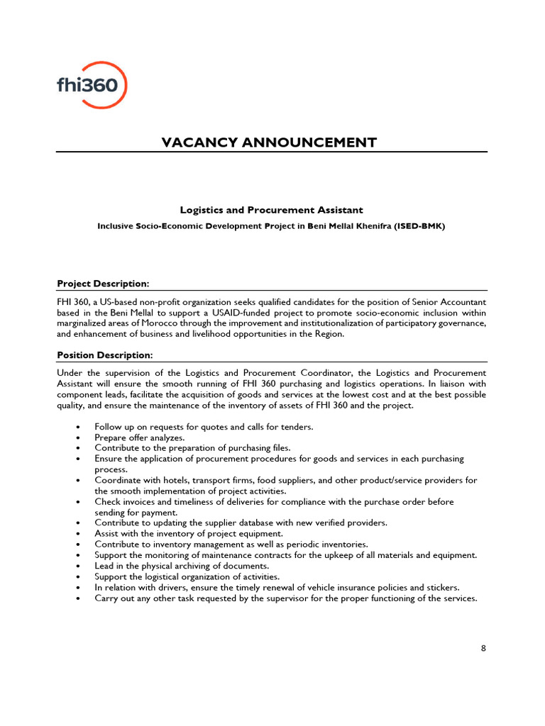 JD Logistics Procurement Assistant Sept 2023 | PDF | Procurement | Business