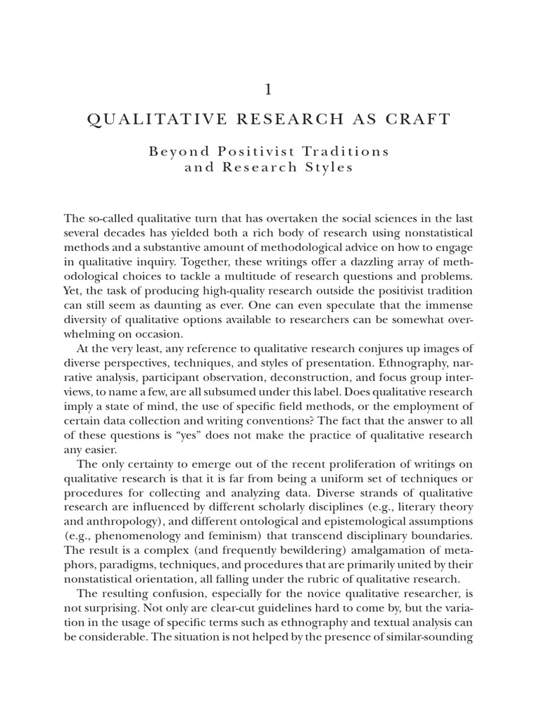 Crafting Qualitative Research Beyond Positivist Traditions (Pushkala ...