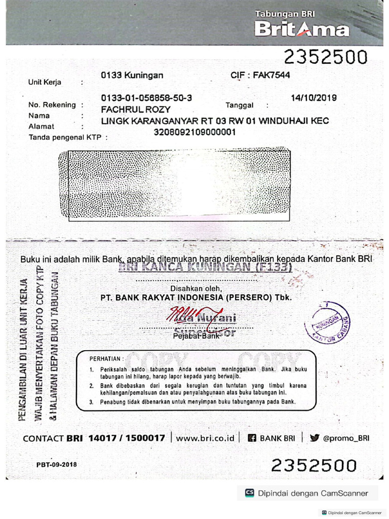 Rekening Bri Fachrul Rozy | PDF