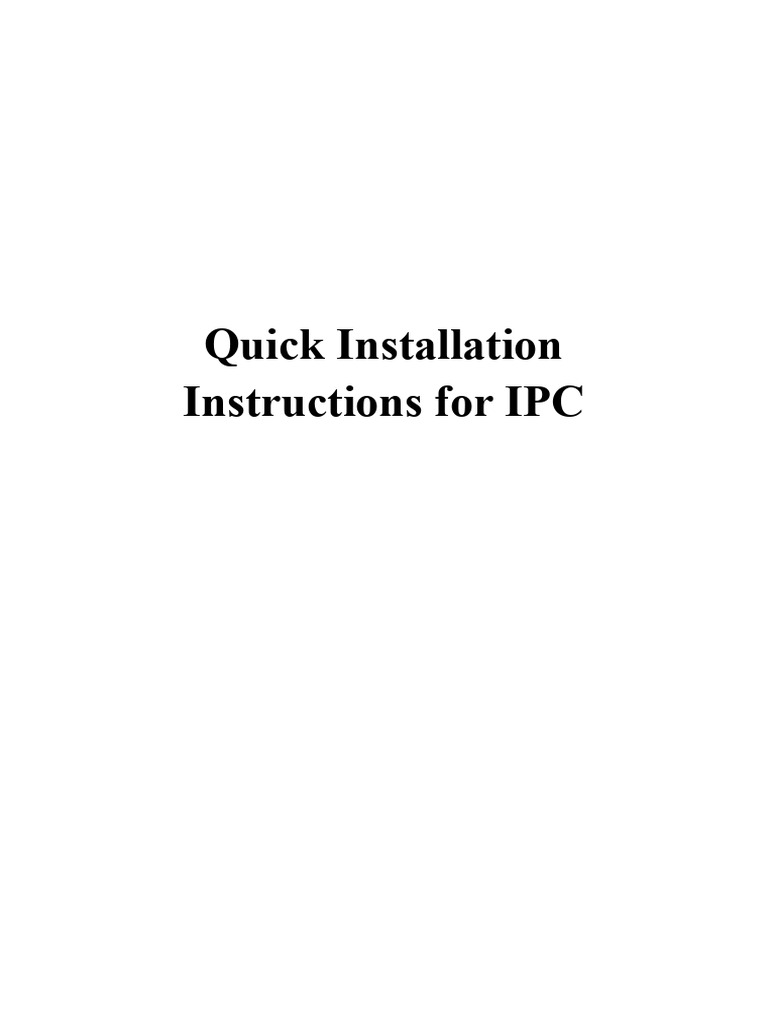 Quick Installation Instructions For IPC | PDF