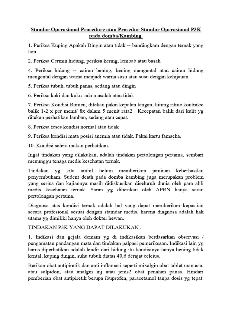 SOP P3K Domab Atau Kambing | PDF