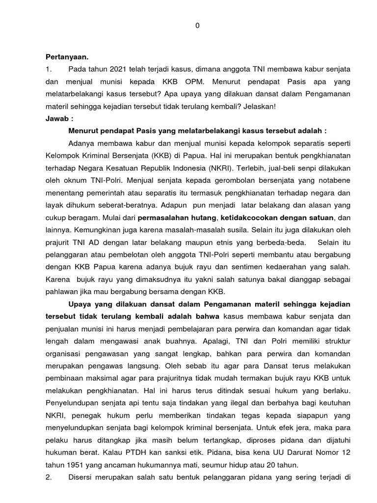 Dokumen - 6 Persoalan PAM TUBUH TNI AD | PDF