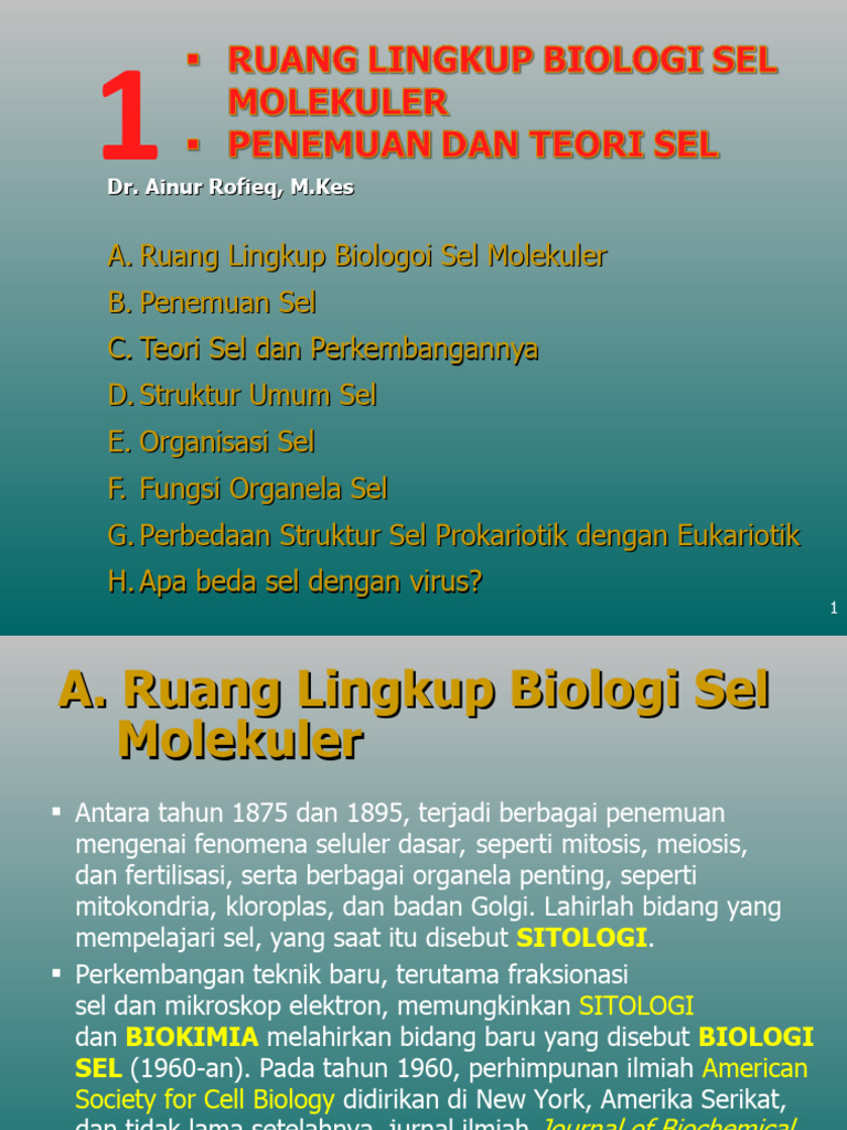 Biologi Sel: Teori dan Struktur Dasar | PDF