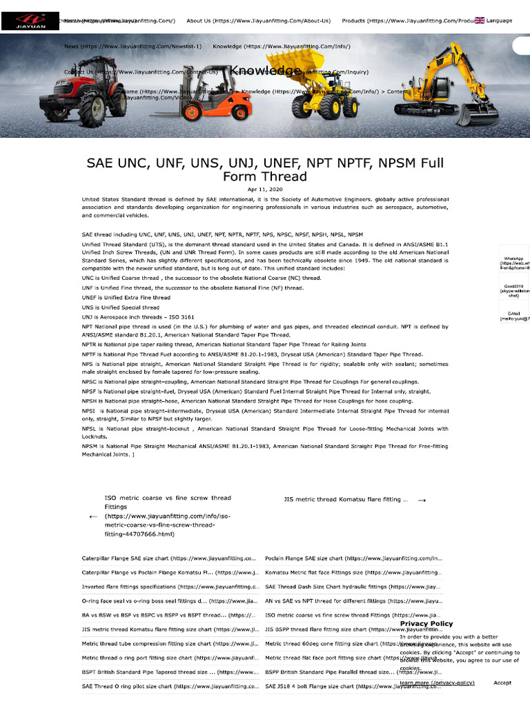 Sae Unc, Unf, Uns, Unj, Unef, NPT Nptf,.. | PDF