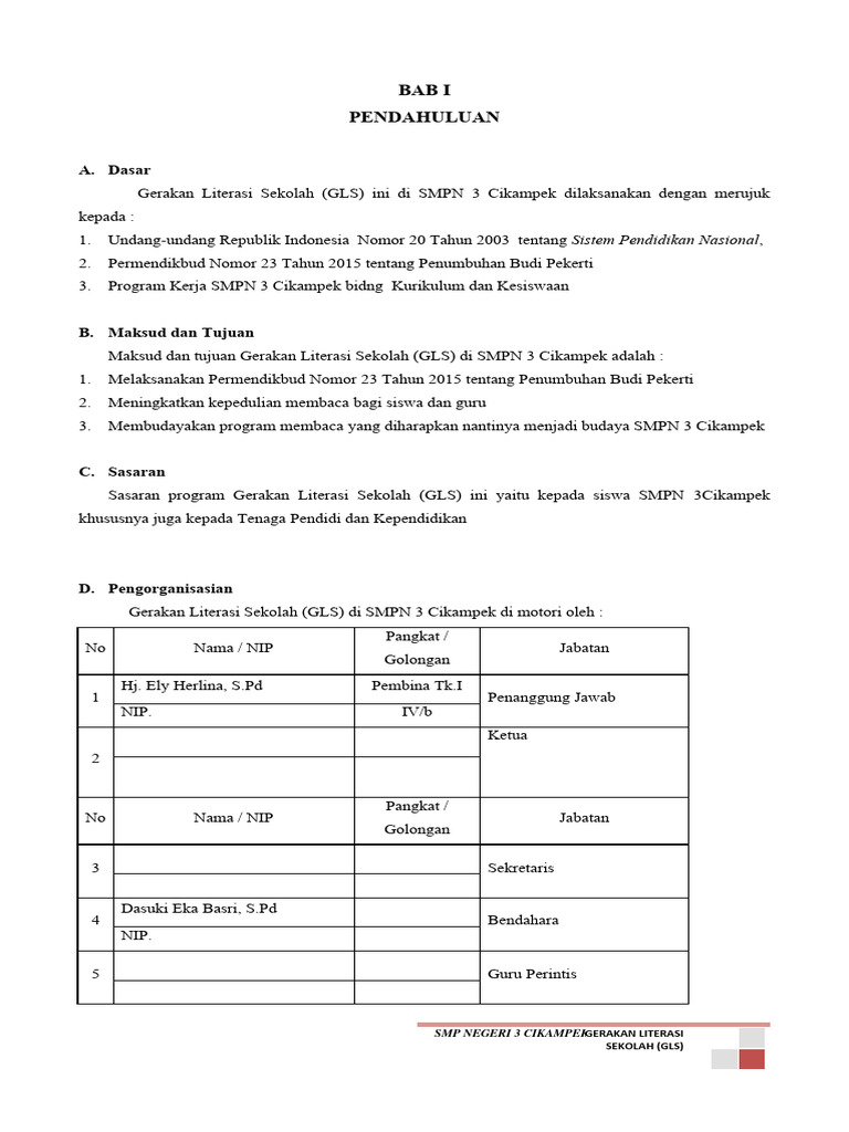 Program Kerja Gls 2021-2022 | PDF