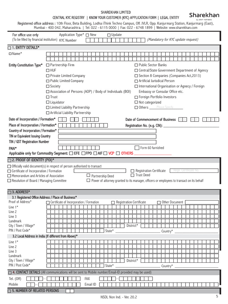 KYC Application Form for Legal Entities | PDF | Identity Document ...