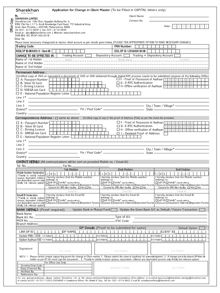 Client Master Application (Sharekhan LTD.) | PDF