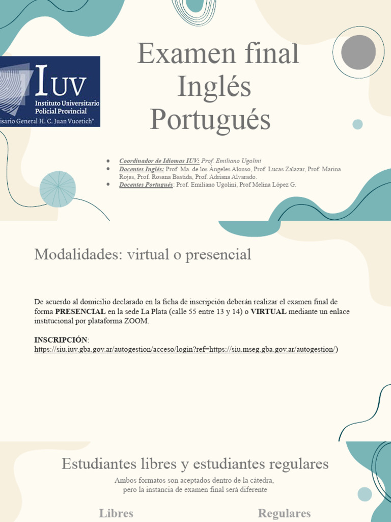 ExplicaciÃ N Sobre El Examen Final para InglÃ©s y PortuguÃ©s | PDF ...