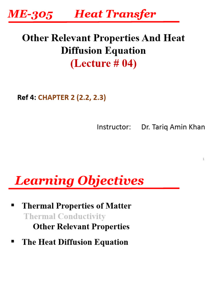 Lec - 04 Heat Diffusion Equation | PDF | Thermal Conduction | Heat