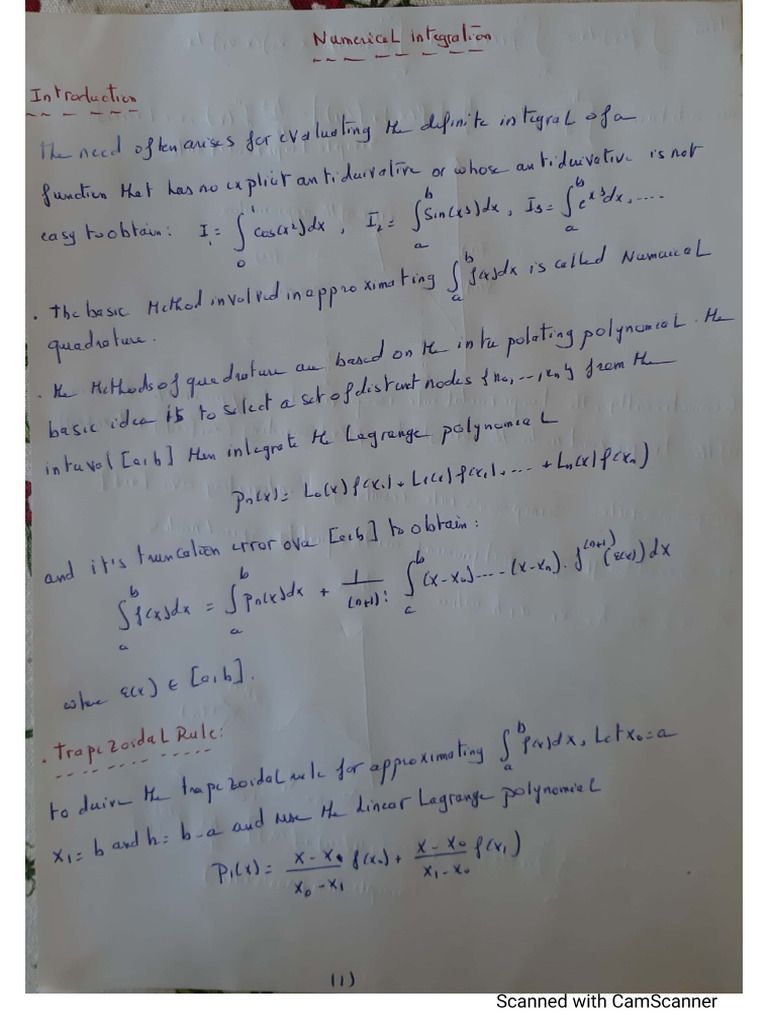 Numerical Integration | PDF