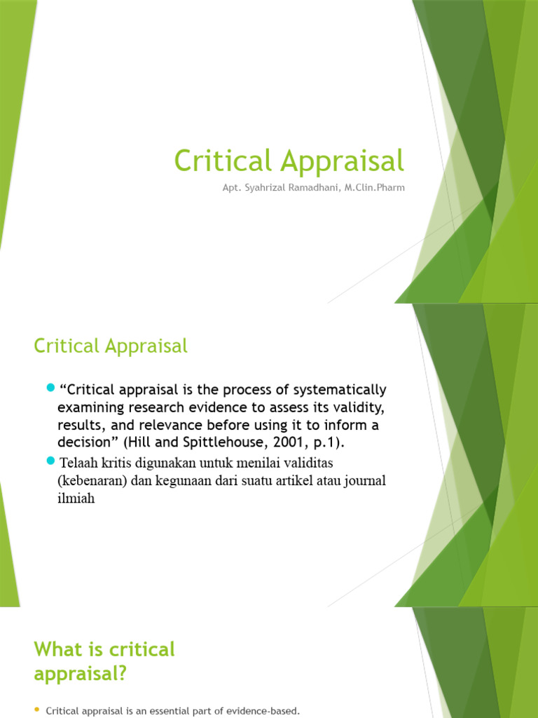 Critical Appraisal | Download Free PDF | Evidence Based Medicine | Cognition