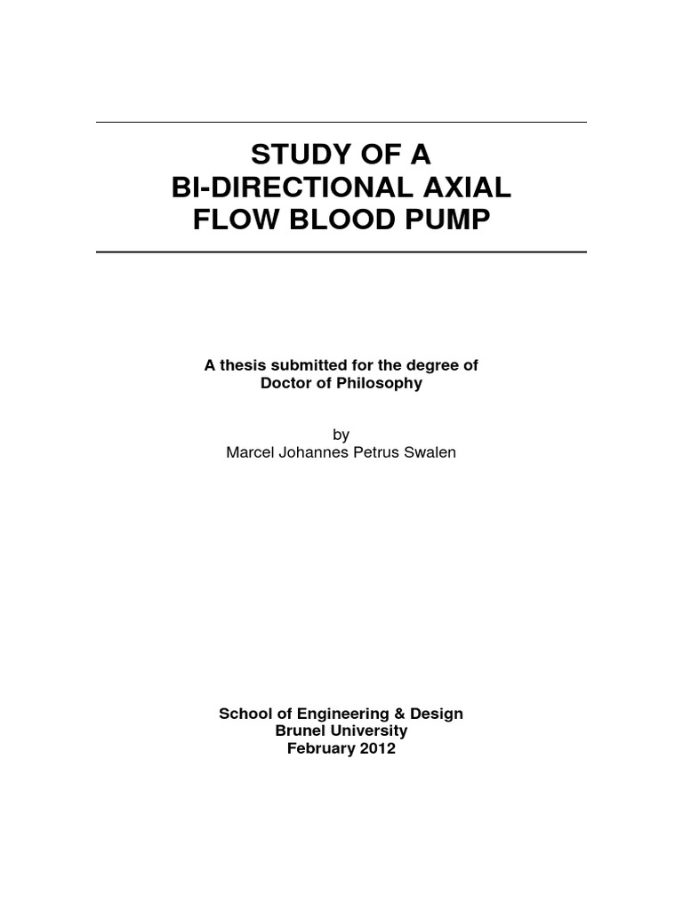 Thesis Study of A Bi-Directional Axial Flow Blood Pump | PDF | Atrium ...