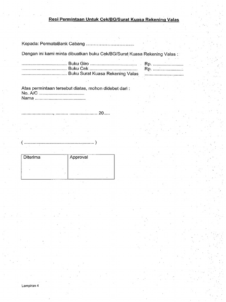 FORM PERMINTAAN CEK BG - Copy | PDF