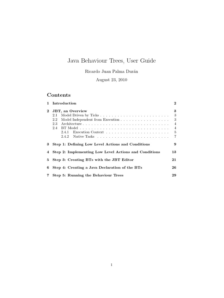 Java Behaviour Trees User Guide Pdf Method Computer Programming