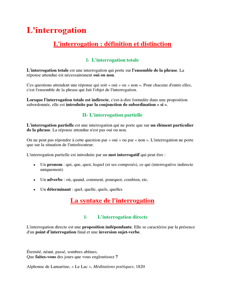 Négation Et Interrogation | PDF | Question | Phrase