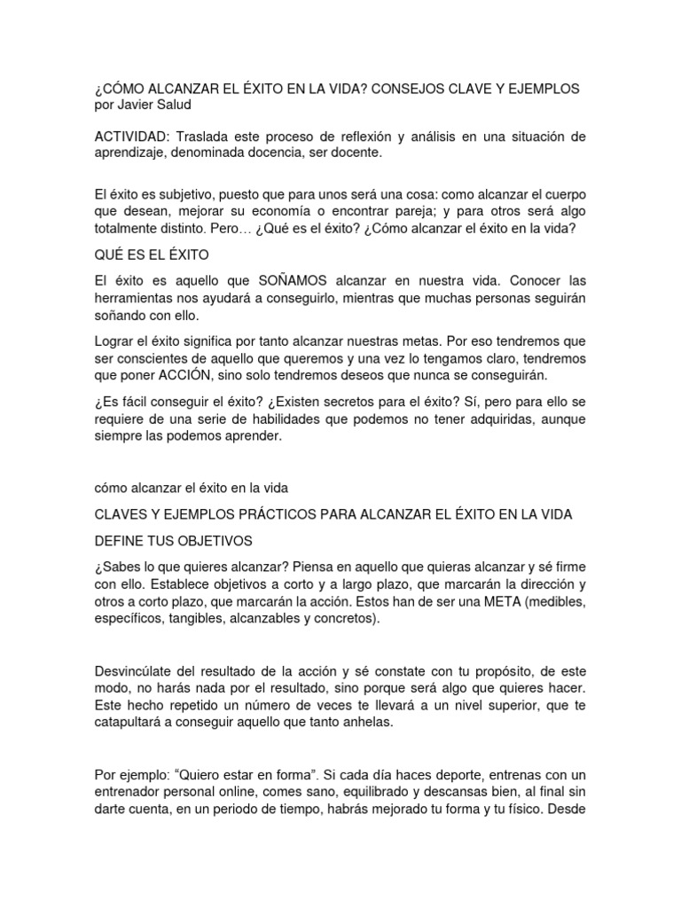 Cómo Alcanzar El Éxito en La Vida | PDF | Enseñando