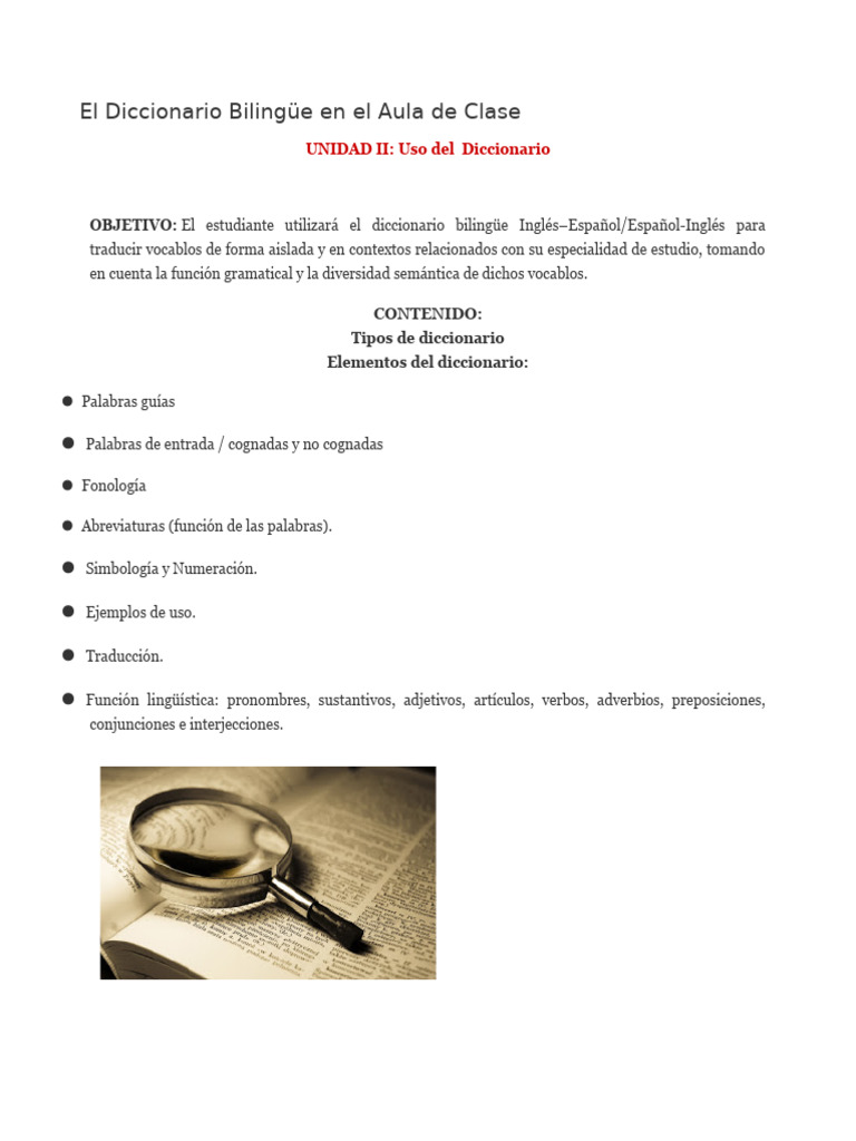 El Diccionario Bilingue y Sus Características | PDF | Diccionario ...