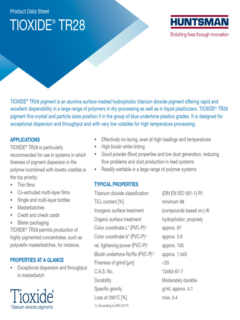 (2015) TDS TR28 | PDF | Titanium Dioxide | Physical Sciences