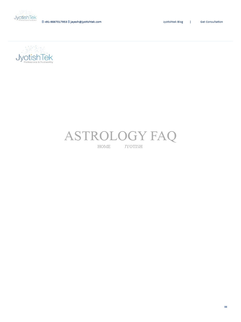 Jyotish - Astrology FAQ | PDF | Hindu Astrology | Esoteric Cosmology